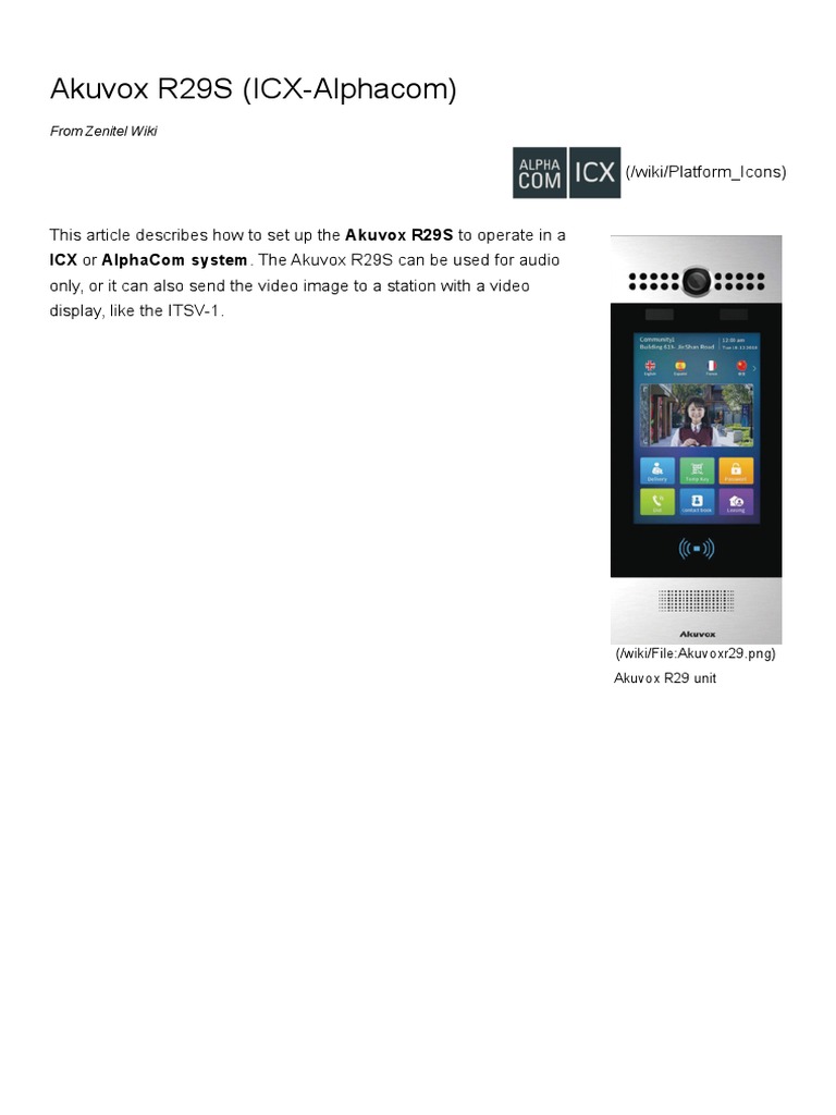 Akuvox R29S (ICX-Alphacom) - Zenitel Wiki | PDF | Ip Address | Session ...