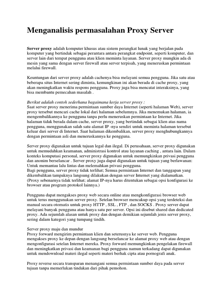 Menganalisis Permasalahan Proxy Server | PDF