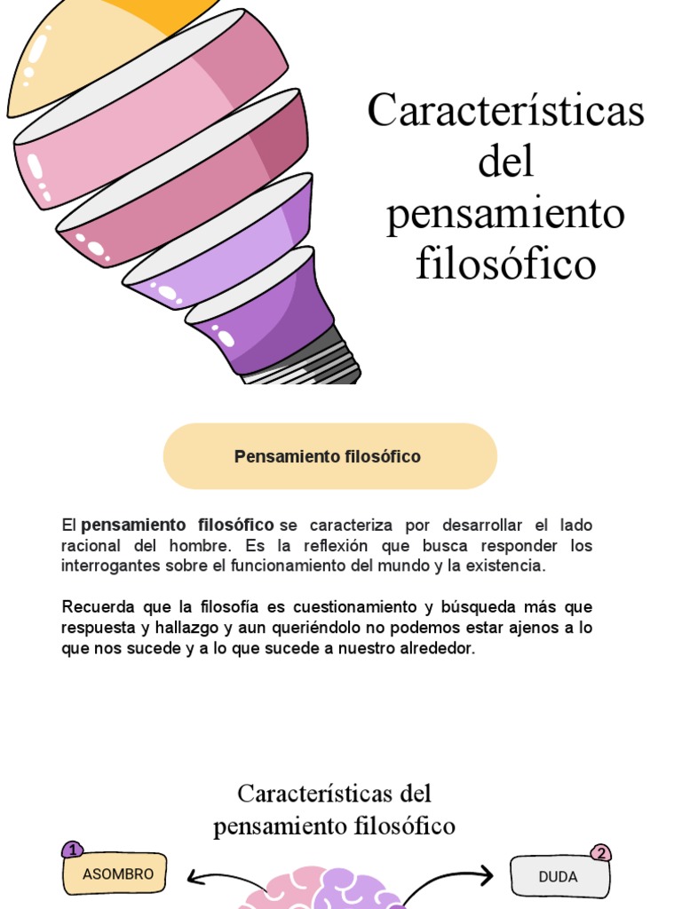 Características Del Pensamiento Filosófico | PDF | Existencia | Filosofía