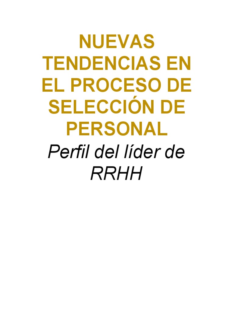 Perfil Lider RRHH | PDF | Gestión de recursos humanos | Liderazgo