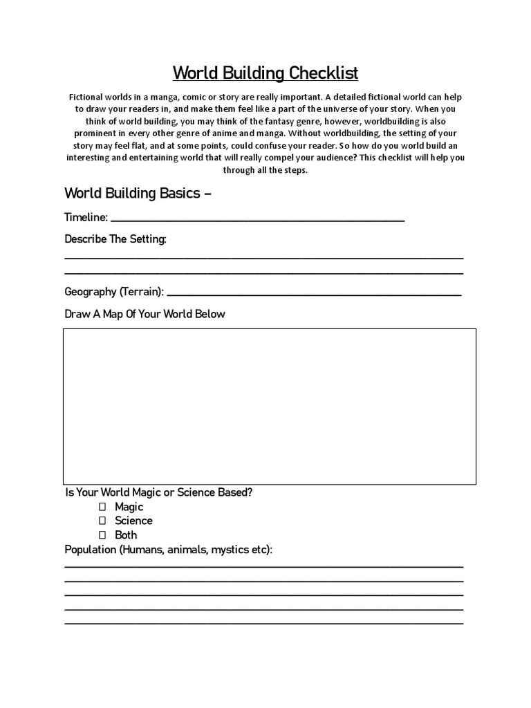 World Building Checklist | Download Free PDF | Worldbuilding