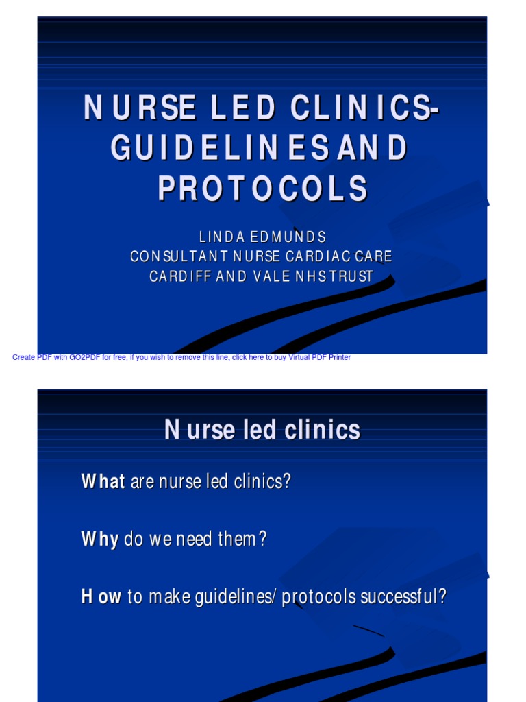 Nurse Led Clinics-Guidelines and Protocols | PDF | Nursing | Patient