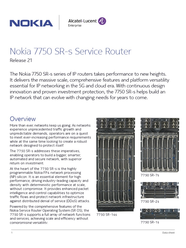 1 Data Sheet Nokia 7750 SR-s Service Router | Download Free PDF ...