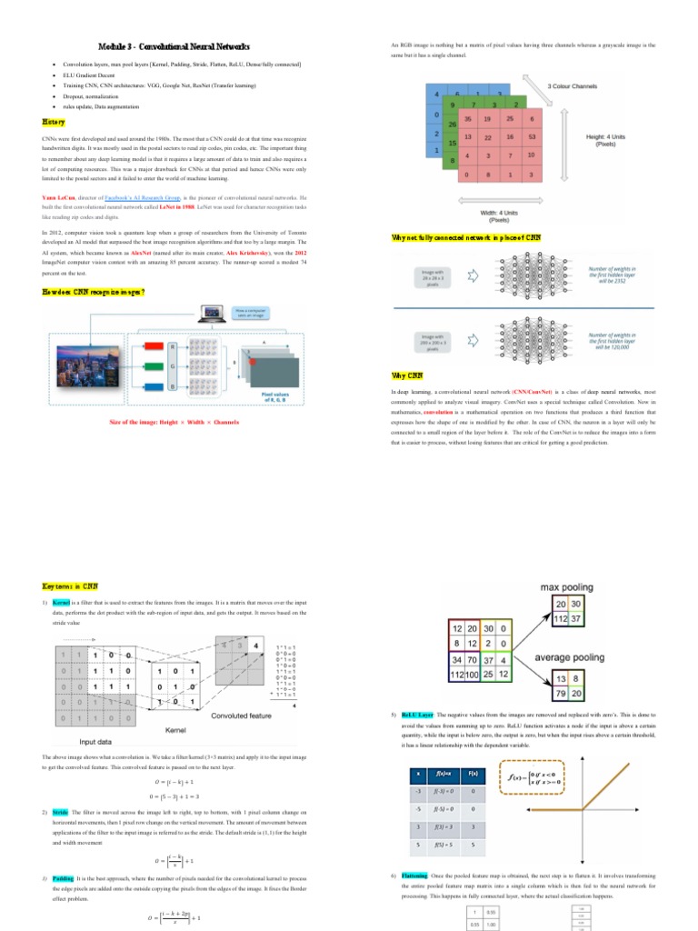 Module 3 - Convolutional Neural Networks: History | PDF | Learning ...