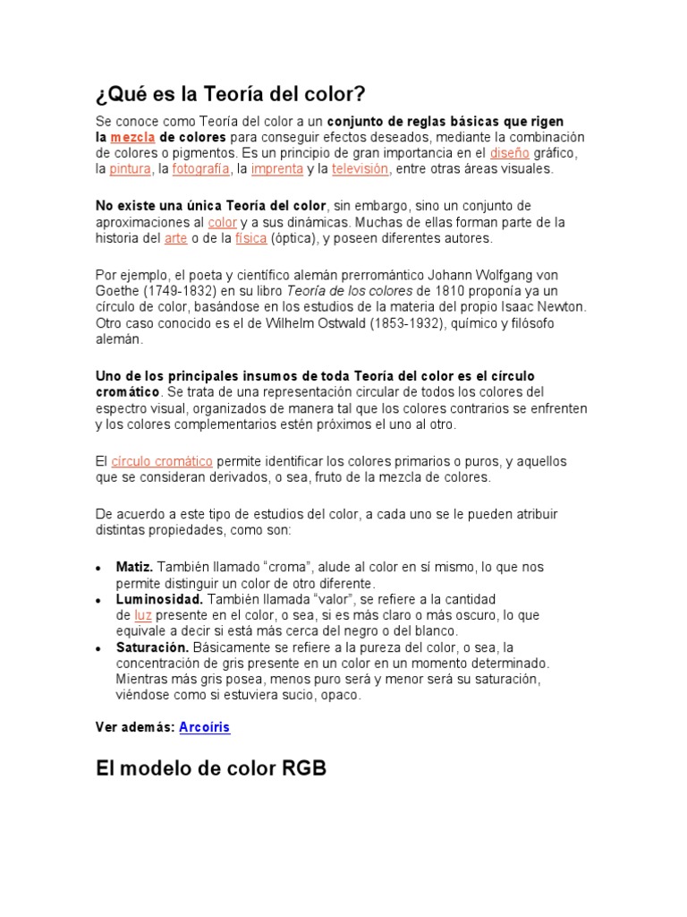 Qué Es La Teoría Del Color | PDF | Color | Modelo de color Rgb