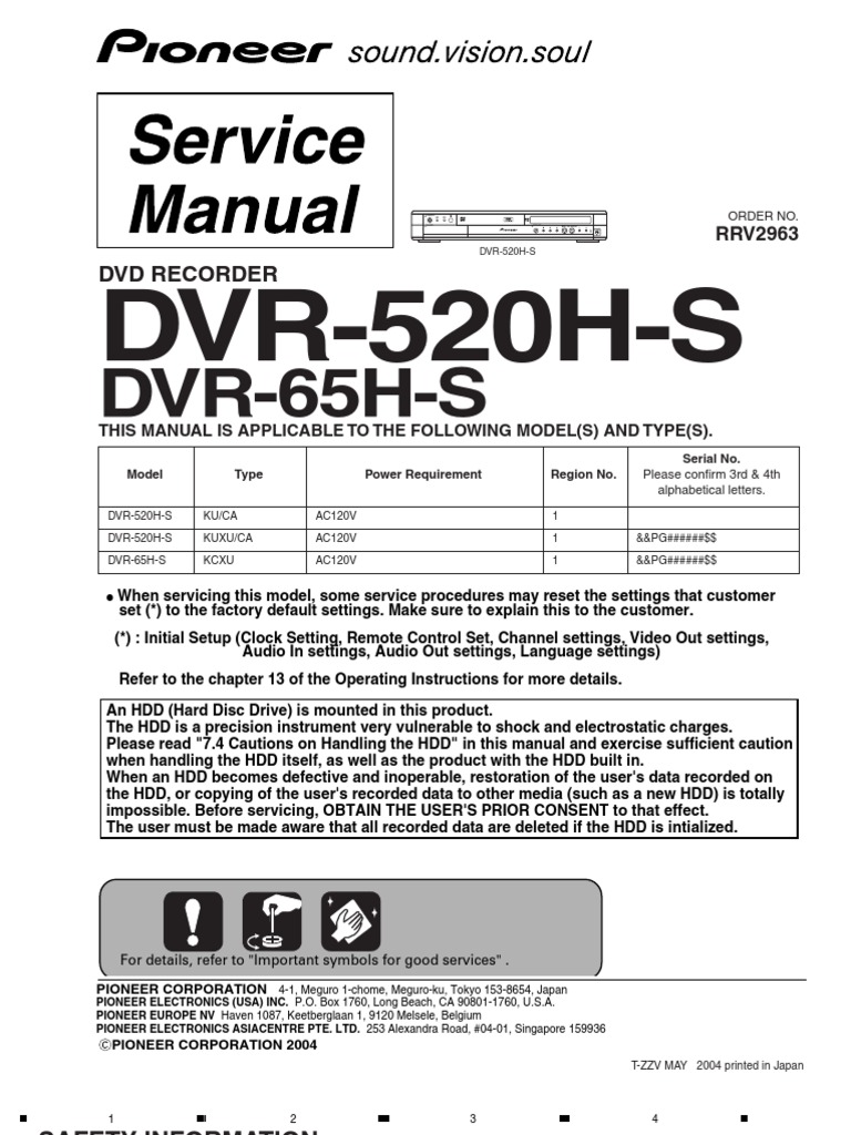 DVR 520H Service Manual | PDF | Laser | Alternating Current