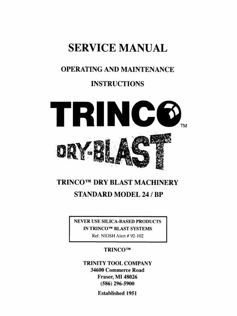 Trinco 24 BP Blast Cabinet Manual | PDF