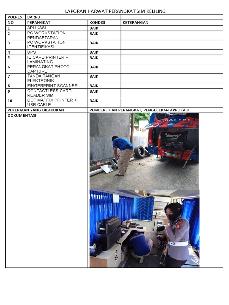 Laporan Harwat Perangkat Sim Keliling Sulsel | PDF