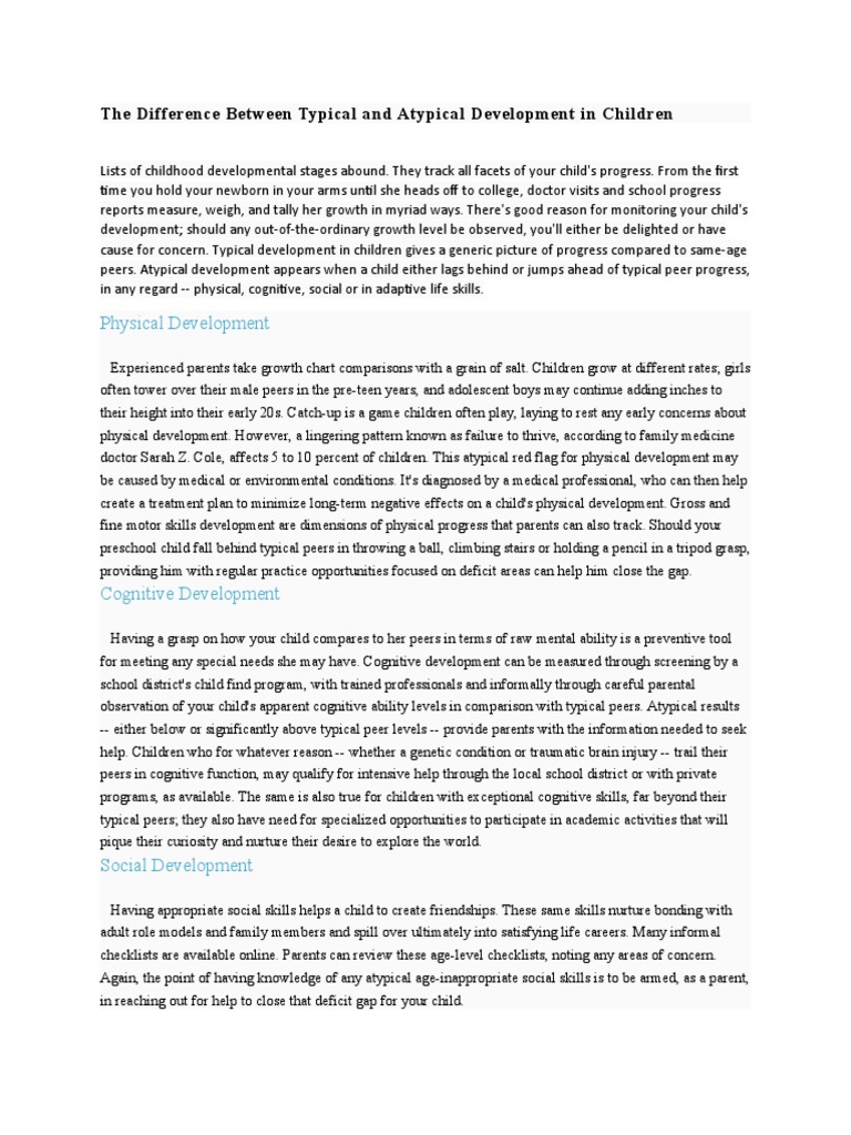 The Difference Between Typical and Atypical Development in Children | PDF | Child Development ...