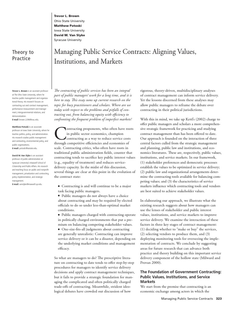 Public Service Contract Management Insights | PDF | Market (Economics ...