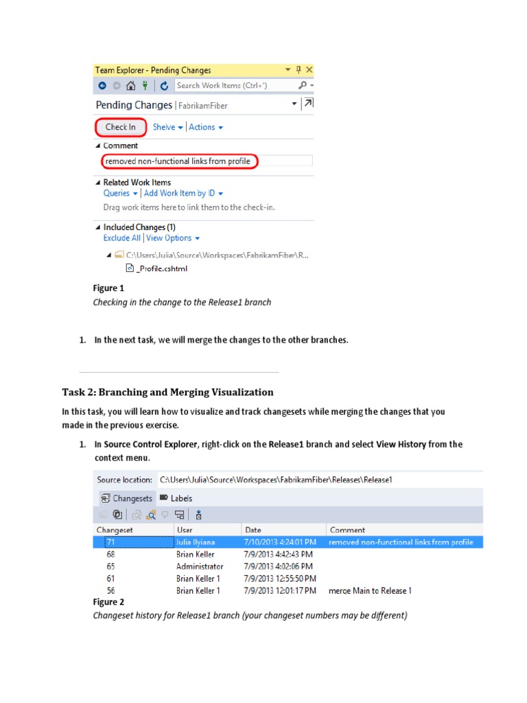 Task 2: Branching and Merging Visualization: Checking in The Change To ...