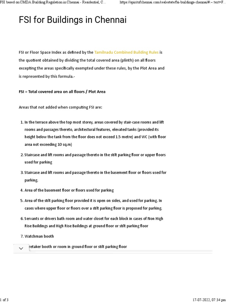 FSI Based On CMDA Building Regulation in Chennai - Residential ...