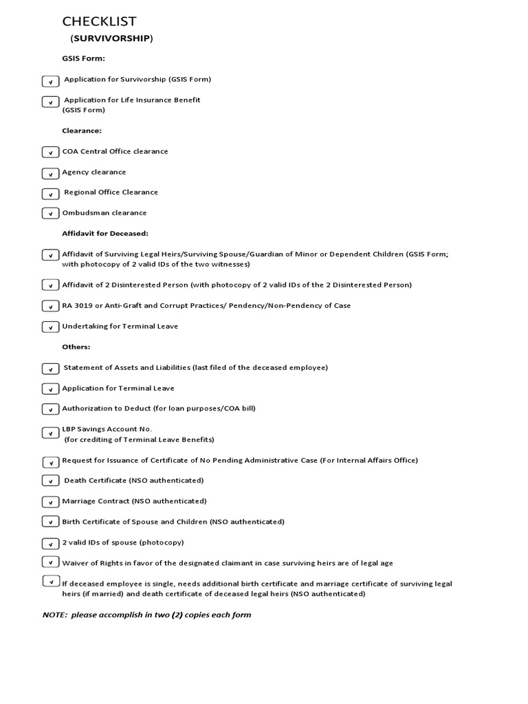 Checklist Survivorship | PDF