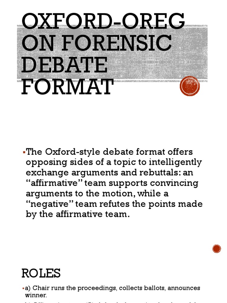 Oxford-Oregon Forensic Debate Format | PDF