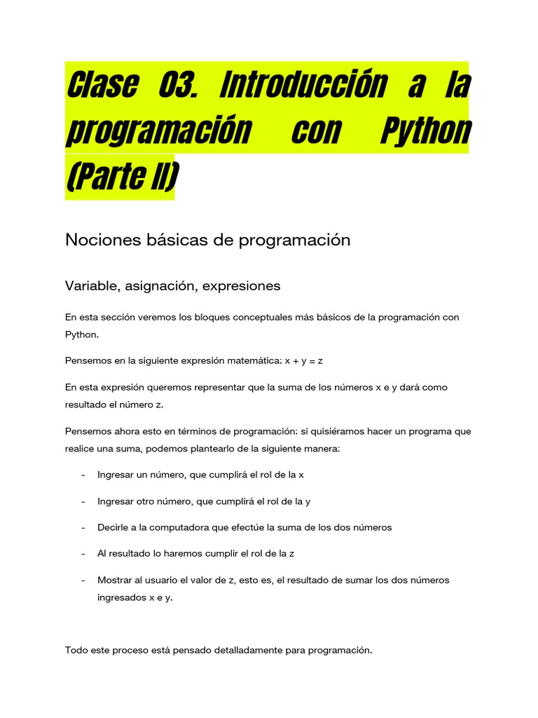 Clase 03 - Guión de Clase | PDF | Objeto (informática) | Python ...