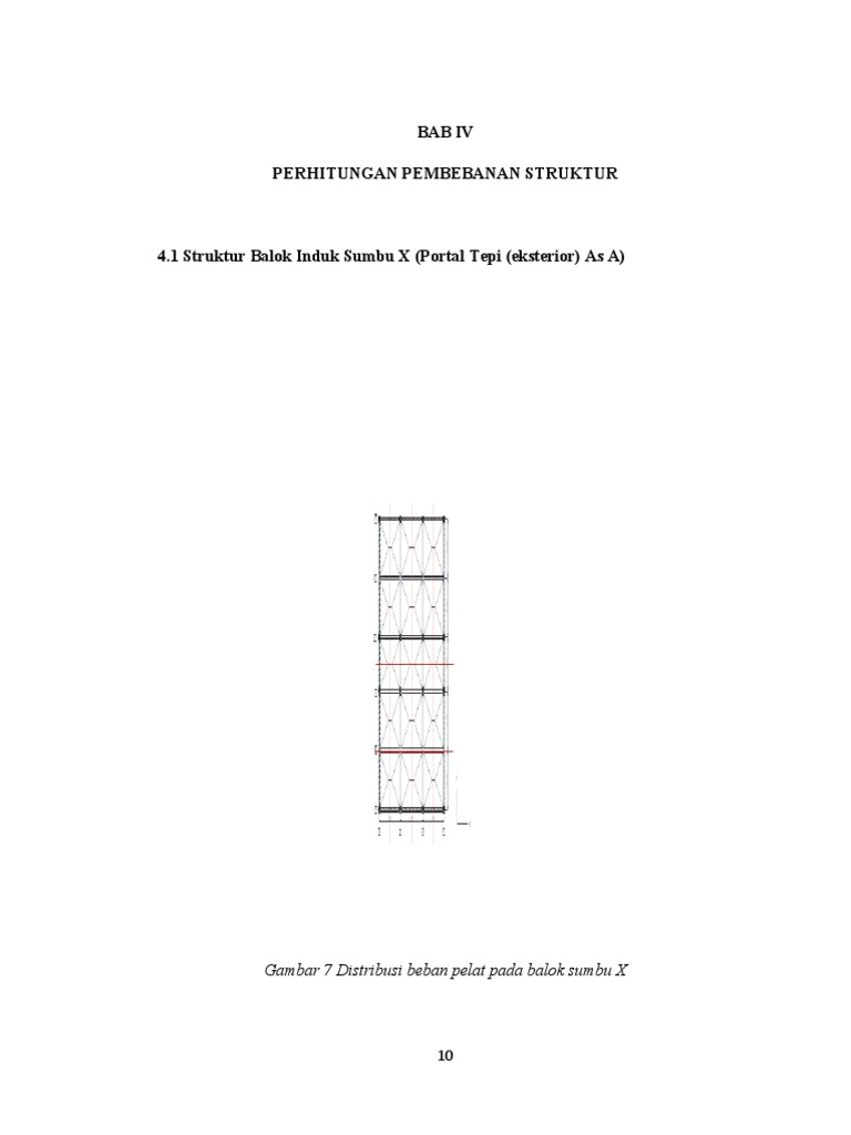 Bab Iv Perhitungan Pembebanan Struktur: Gambar 7 Distribusi Beban Pelat Pada Balok Sumbu X | PDF