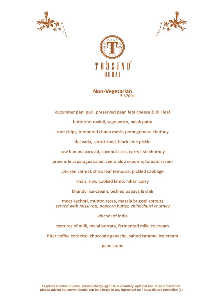 Tresind Mumbai Menu | PDF | Pickling | Foods