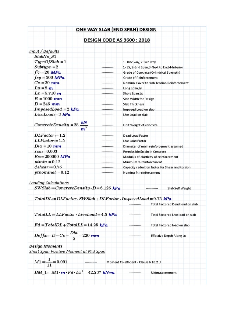One Way Slab End Span Design | PDF | Strength Of Materials | Bending