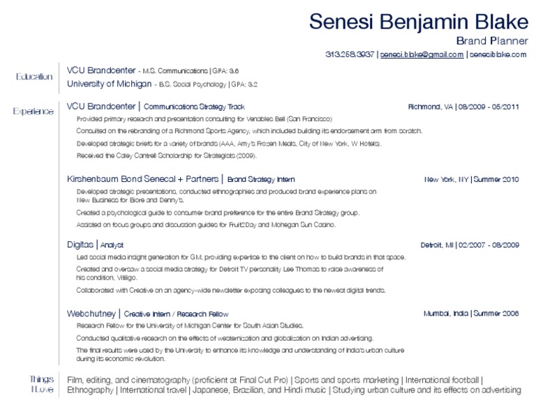 Brand Strategist Experience Overview | PDF | Social Science