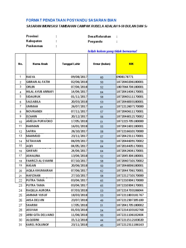 Mikroplanning BIAN Puskesmas KK YULI (SJ - VI DAN SD3) | PDF | Indonesia