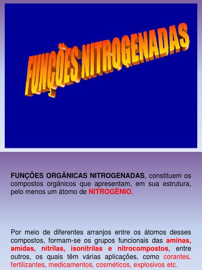 Funções Orgânicas Nitrogenadas | PDF | Ligação química | Química