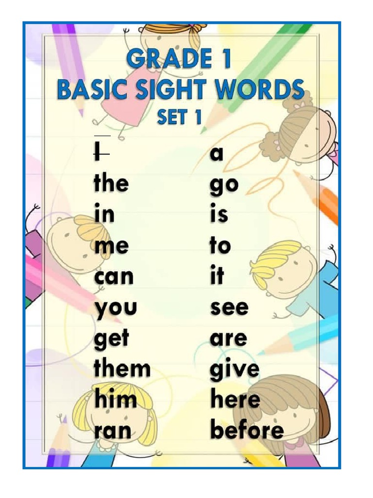 Basic Sight Words Grade 1 | PDF