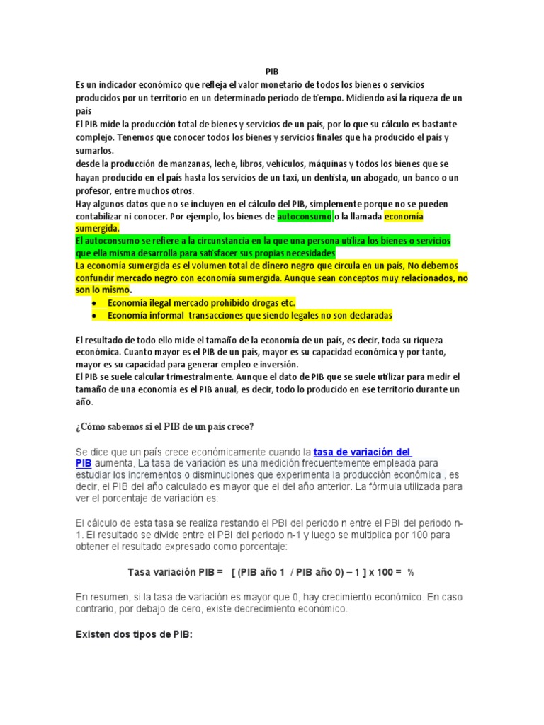 Cómo Sabemos Si El Pib De Un País Crece Pdf Producto Interno