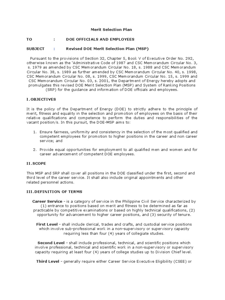 Merit Selection Plan | PDF | Competence (Human Resources) | Civil Service