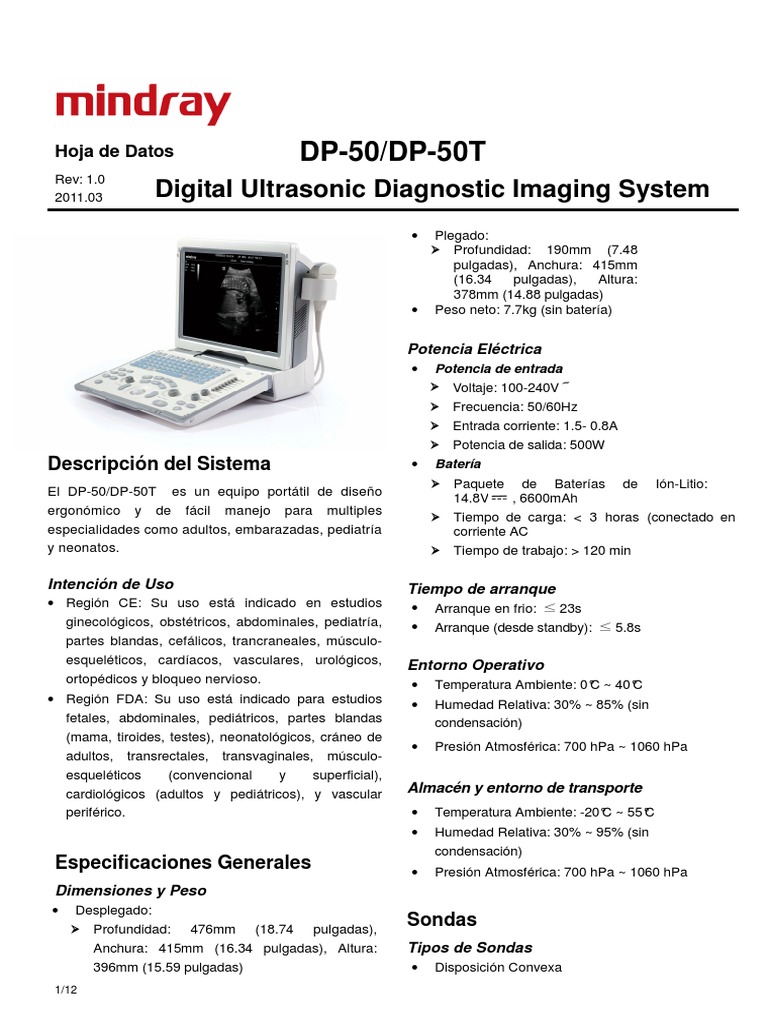 Ecografo DP50 Especificaciones Tecnicas | PDF | Aorta | Ventrículo (corazón)