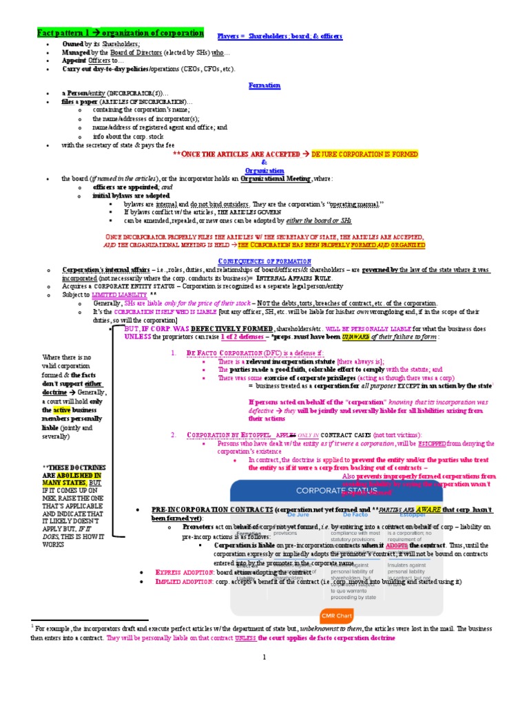 Corporations Bar Exam Outline | PDF | Piercing The Corporate Veil ...