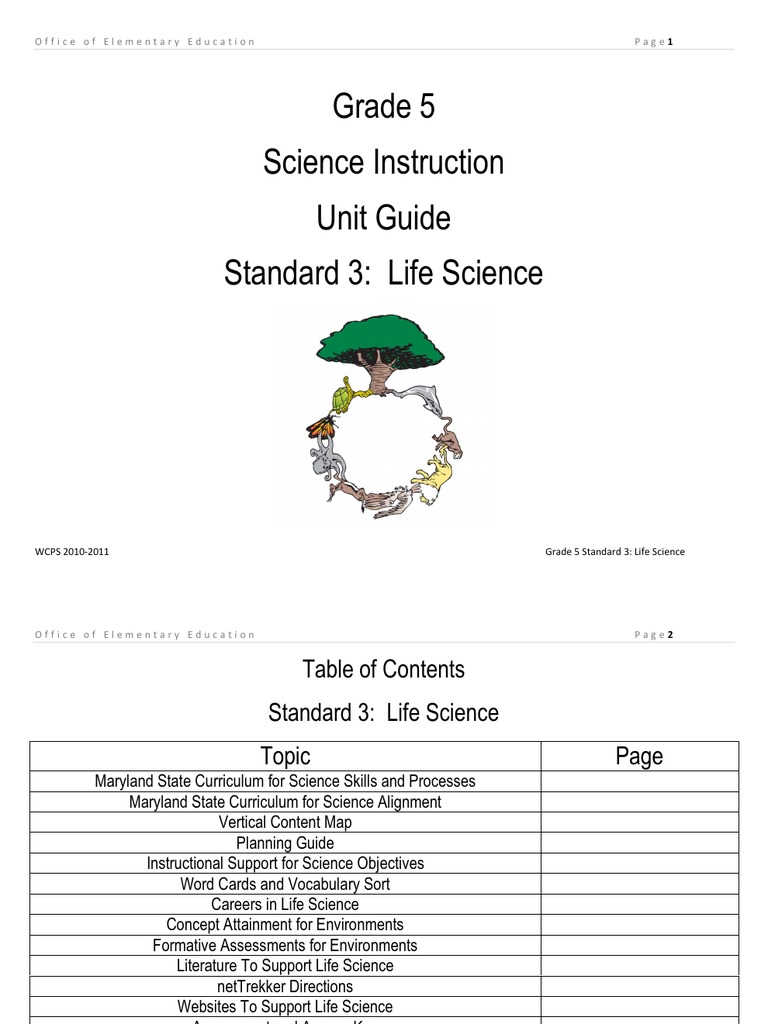 Science Grade 5 Unit 3 Guide 2010 | PDF | Resource | Organisms