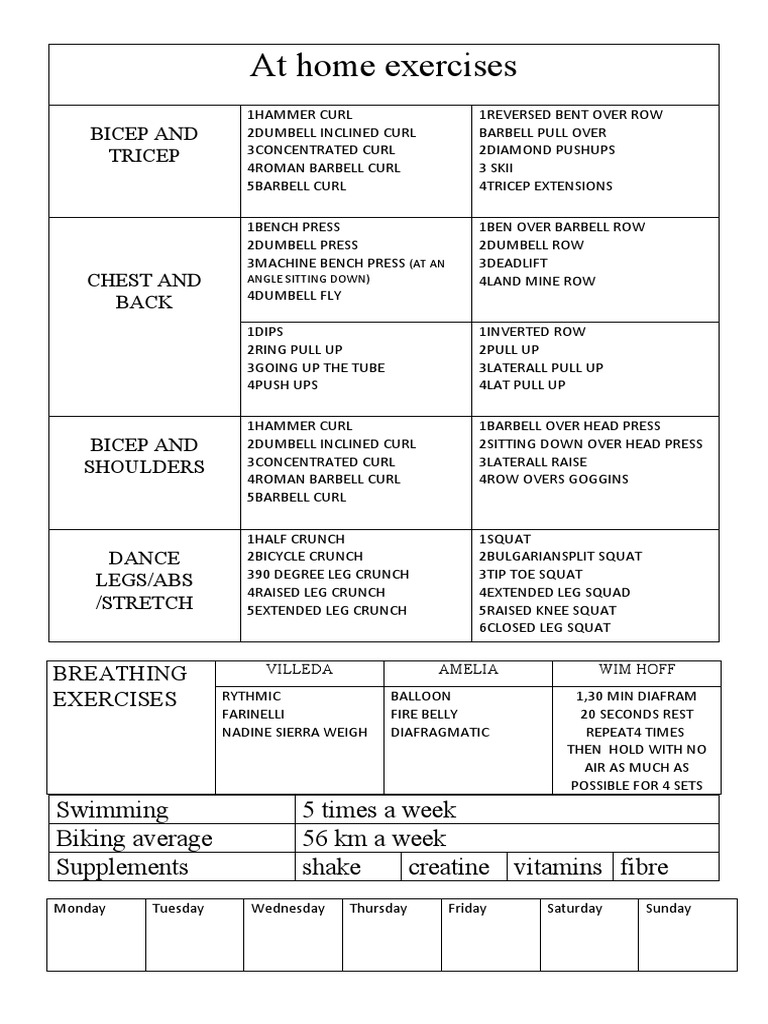 At Home Exercises: Bicep and Tricep | PDF | Physical Exercise | Recreation