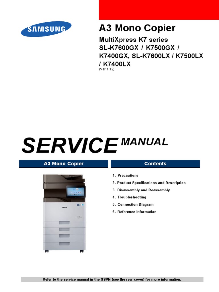Samsung Multixpress k7 Series k7400 k7500 k7600 | PDF | Image Scanner ...