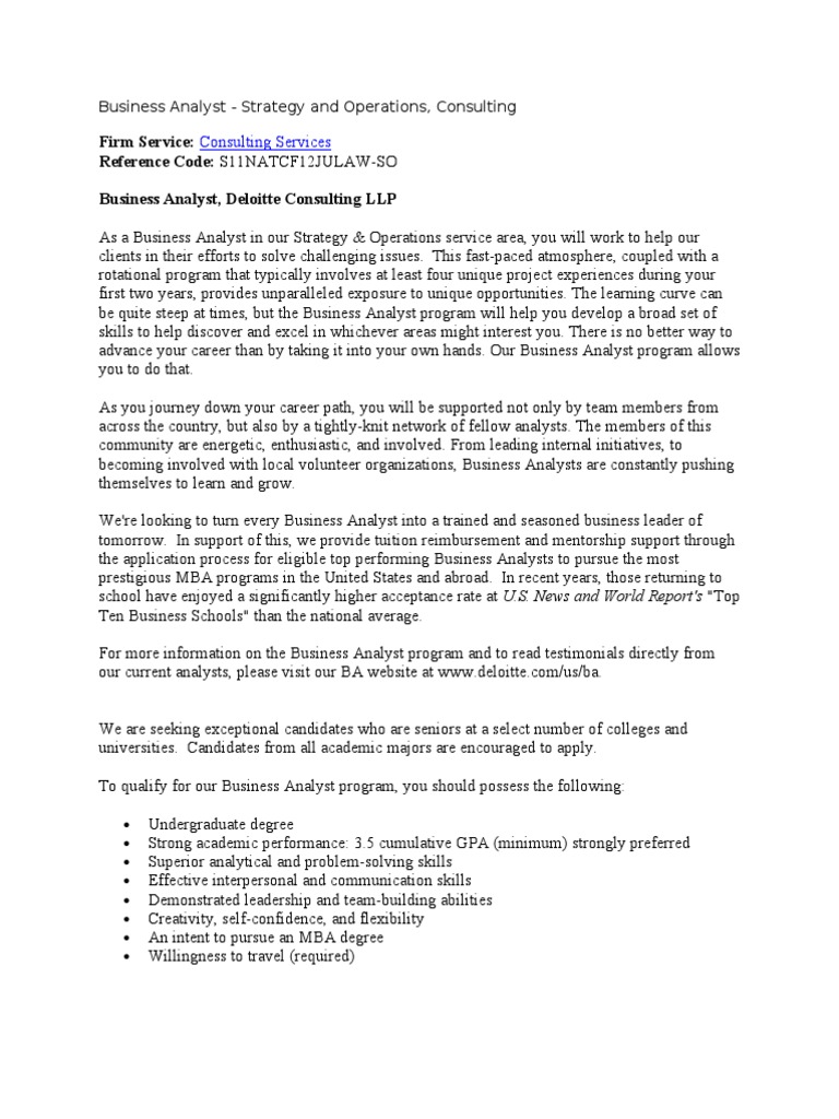 Business Analyst | PDF | Consultant | Strategic Management