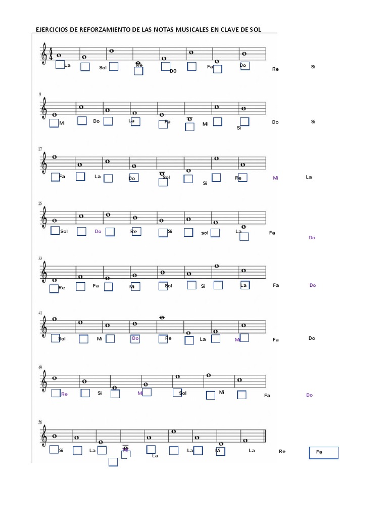 Hojas De Trabajo De Clave De Sol Y De Fa Notas En Claves Musicales: