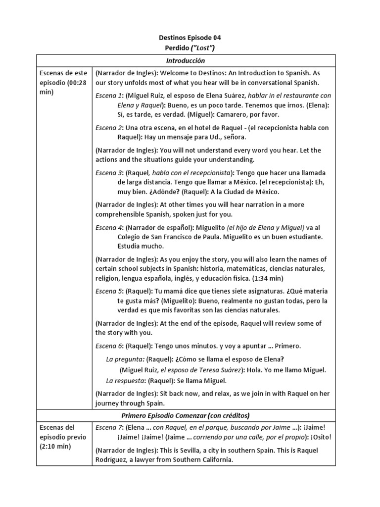 Destinos Ep 04 - Transcript PDF | PDF | Rachel