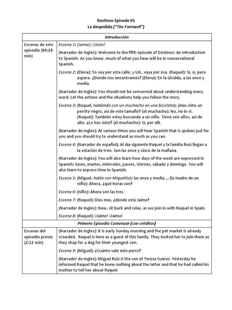 Destinos Ep 05 - Transcript PDF | PDF | Rachel
