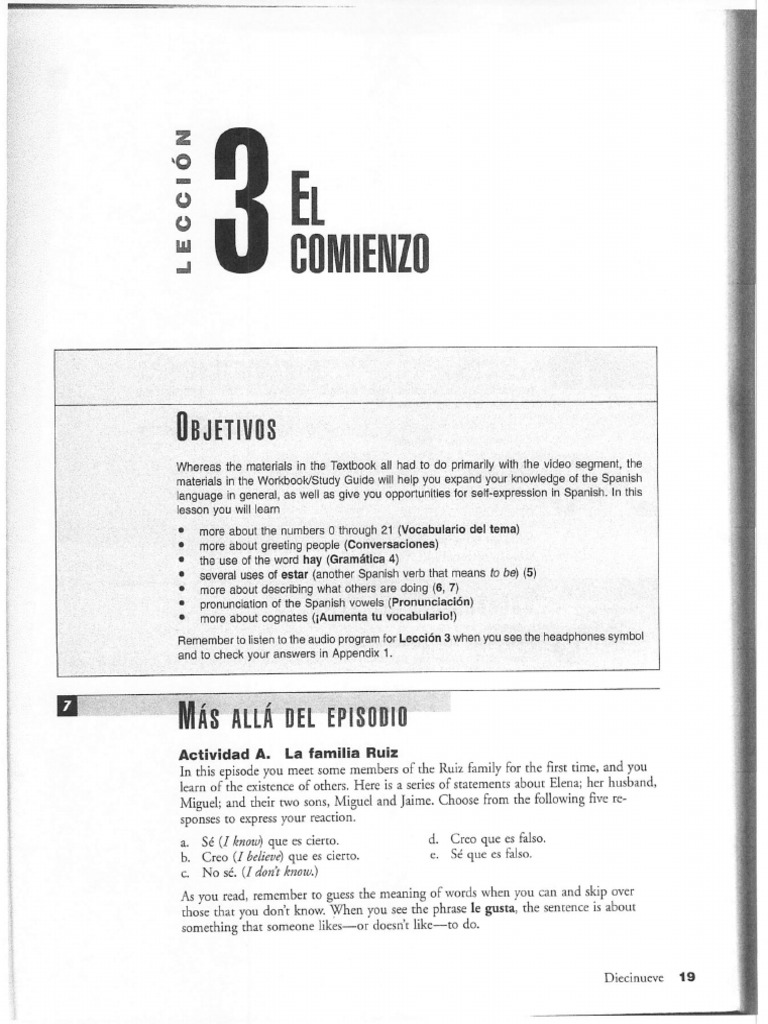 Destinos Ep 03 - Workbook (Leccion 3) | PDF