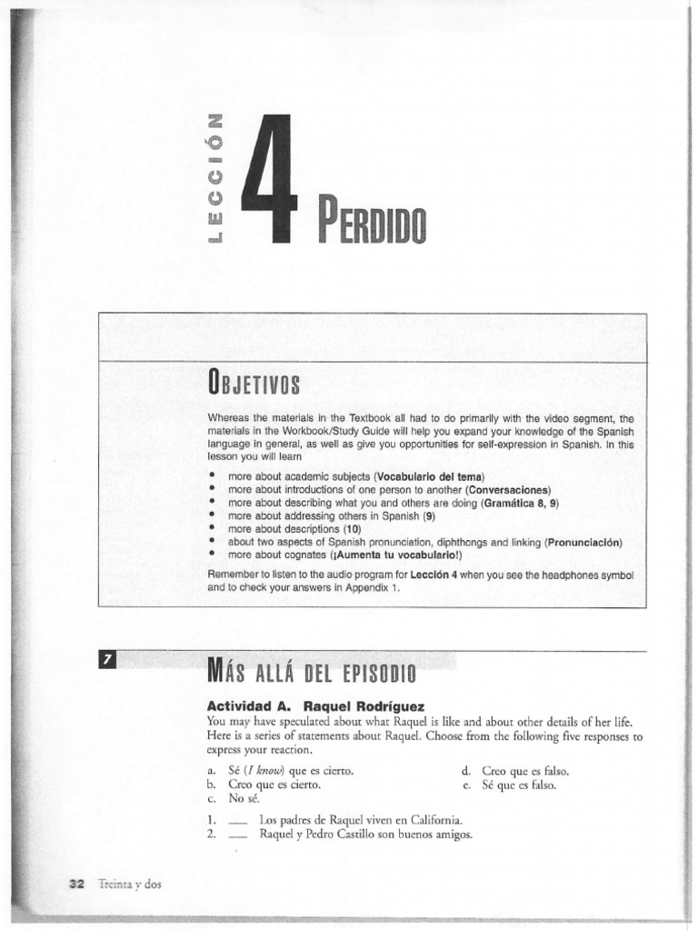 Destinos Ep 04 - Workbook (Leccion 4) | PDF