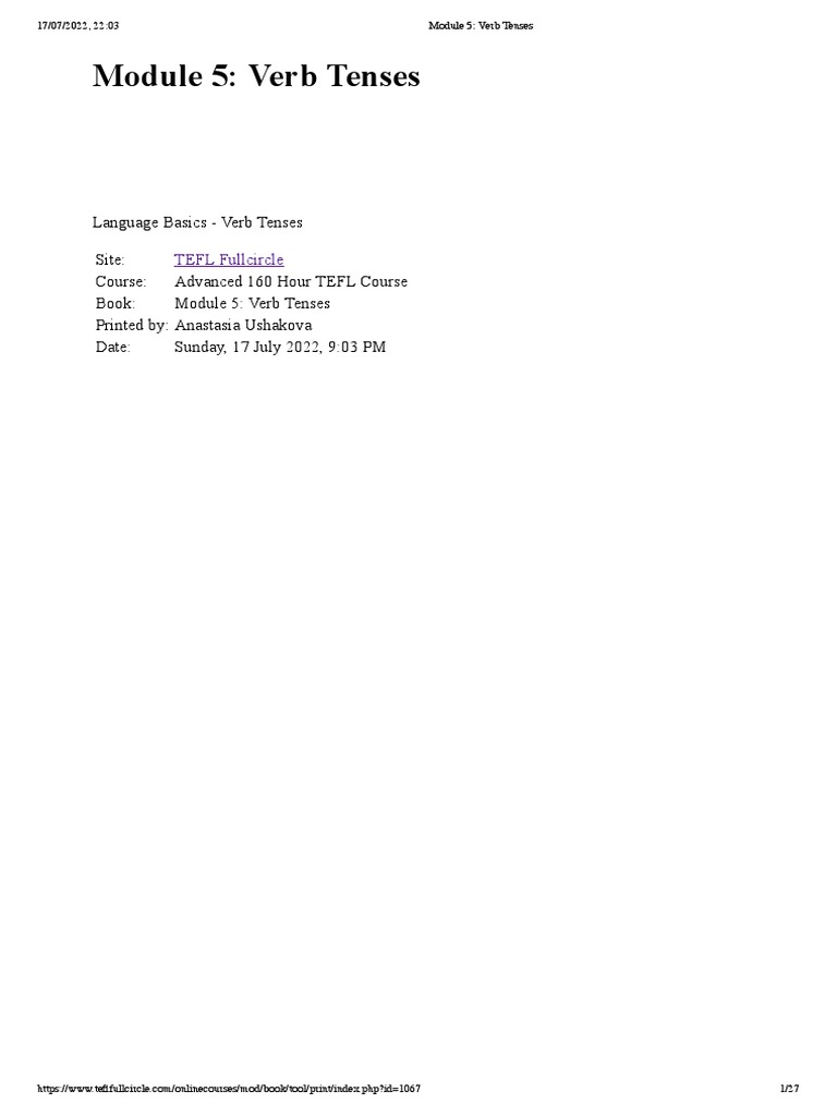 Module 5 - Verb Tenses | PDF | Perfect (Grammar) | Verb