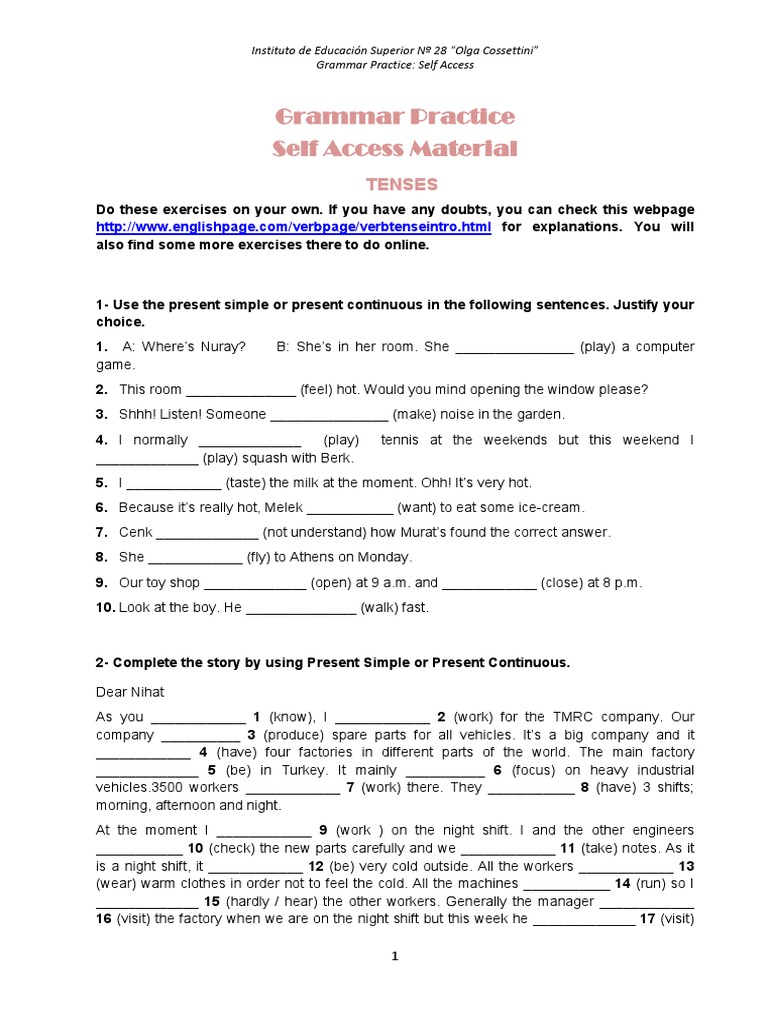 Grammar Practice Exercises for Students | PDF | Ellipsis | Grammatical ...