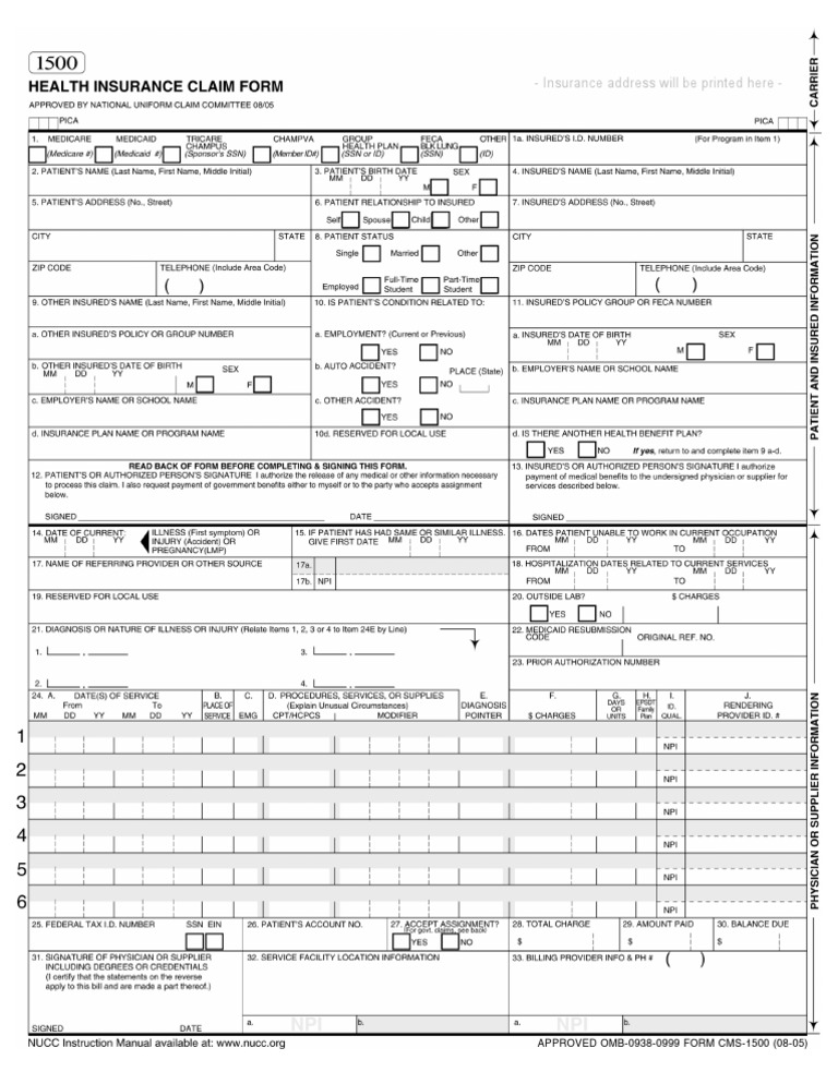 HCFA 1500 Form | PDF