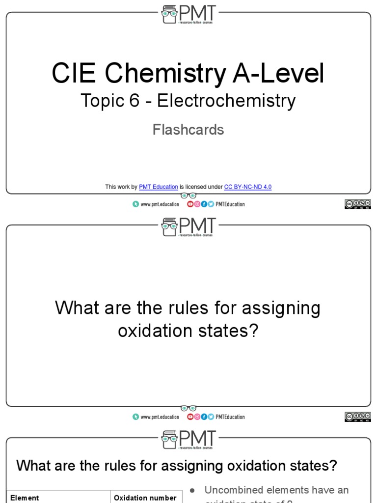 A-Level Electrochemistry Flashcards | PDF | Redox | Ion