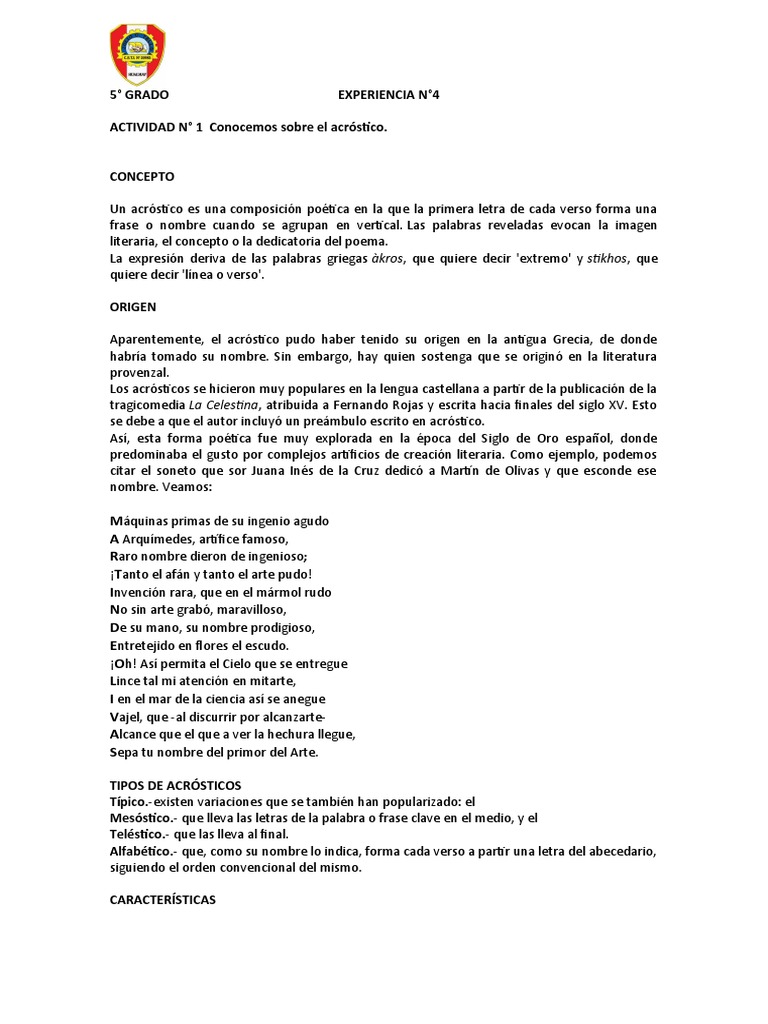 Actividad N°1 - Experiencia N°04-Quinto Grado | PDF | Escritura