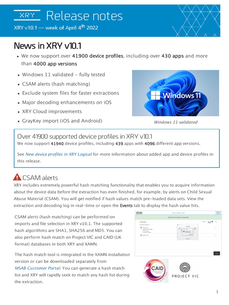 XRY-v10.1 ReleaseNotes | PDF | Ios | Mobile App