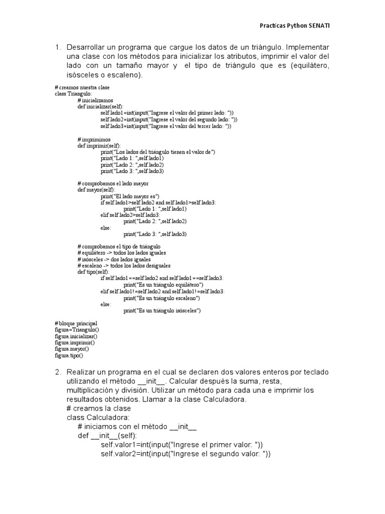 Practicas POO Python | PDF | Python (lenguaje de programación ...