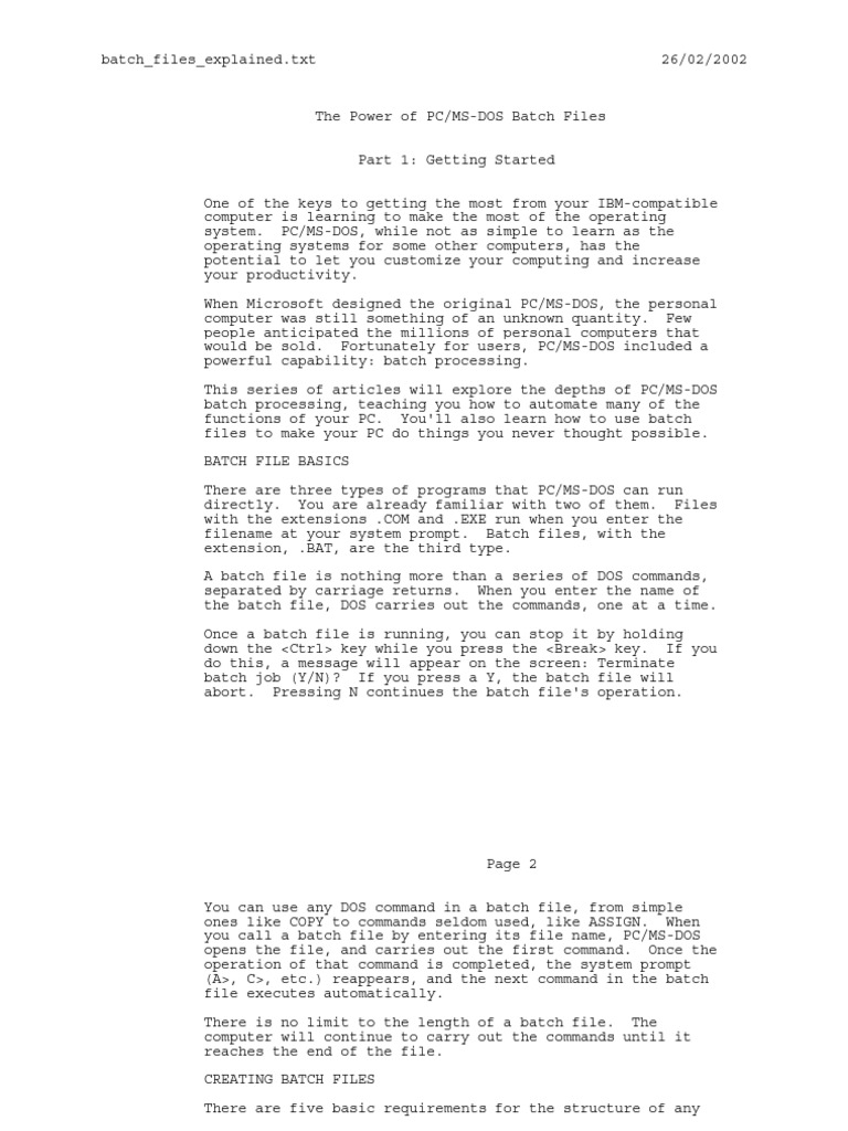 Batch Files Explained | Download Free PDF | Dos | Command Line Interface