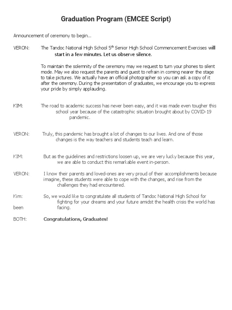 Grad Emcee Script | PDF