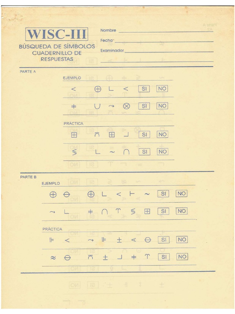 WISC III Cuadernillo - Busqueda de Simbolos | PDF