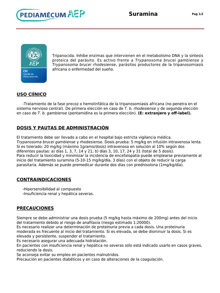 Suramina | PDF | Cuidado de la salud | Medicina CLINICA